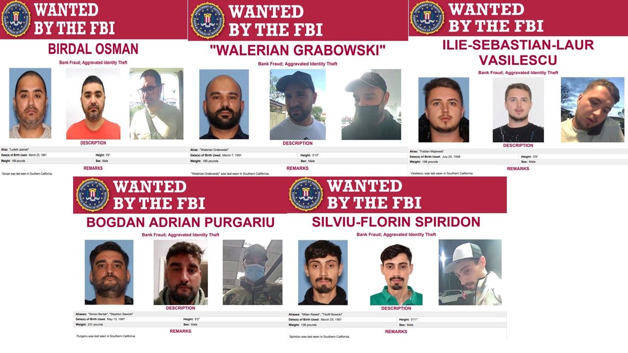 FBI in Los Angeles Seeks Five Men Accused of EBT Fraud and Identity