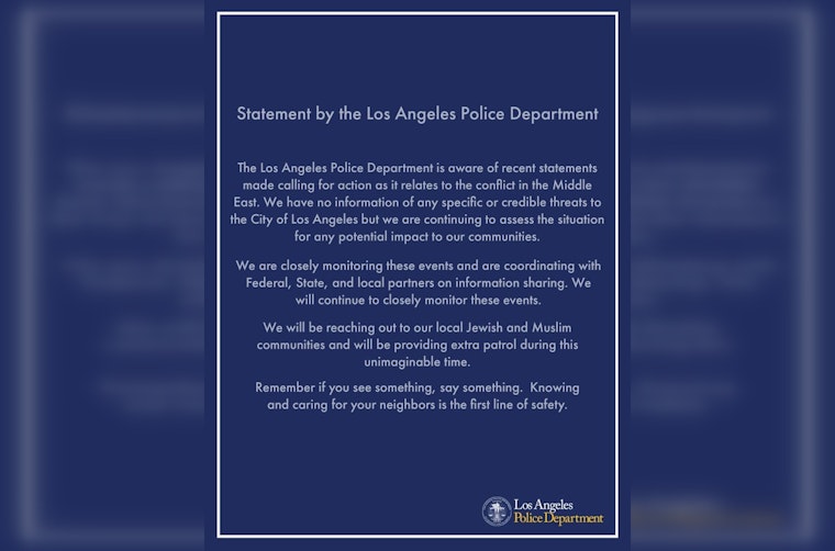 LAPD Maintains Security in the Midst of Middle East Tensions,