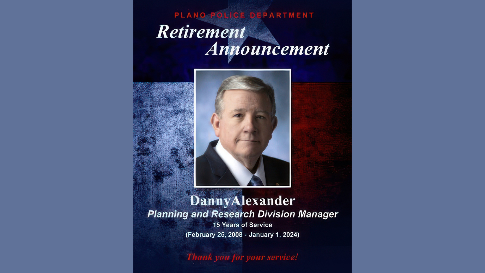 Danny Alexander, Pillar of Plano Police, Set for Retirement After