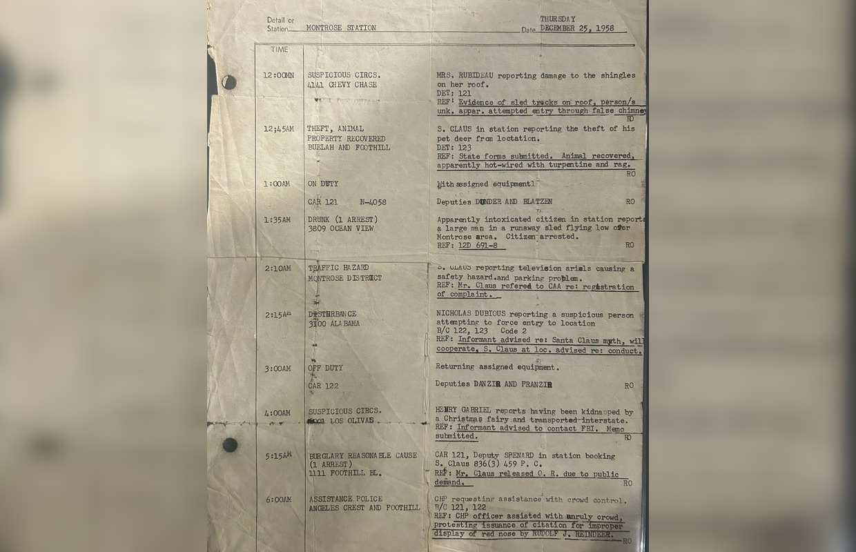 LA Sheriff's Museum Spots Santa's 1958 Sleigh Trail