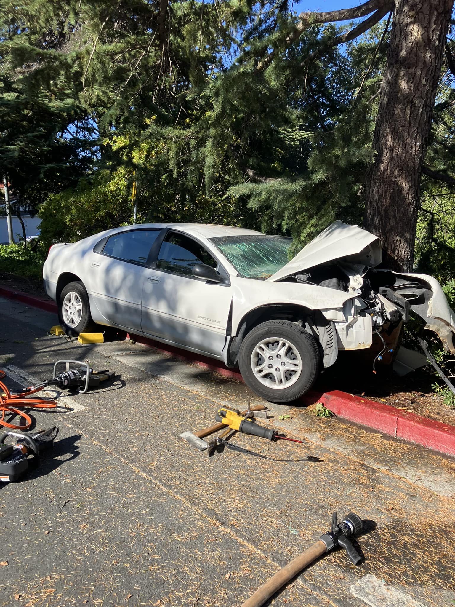 Fiery Collision Forces Road Closure in Piedmont: Jaws of Life Deployed