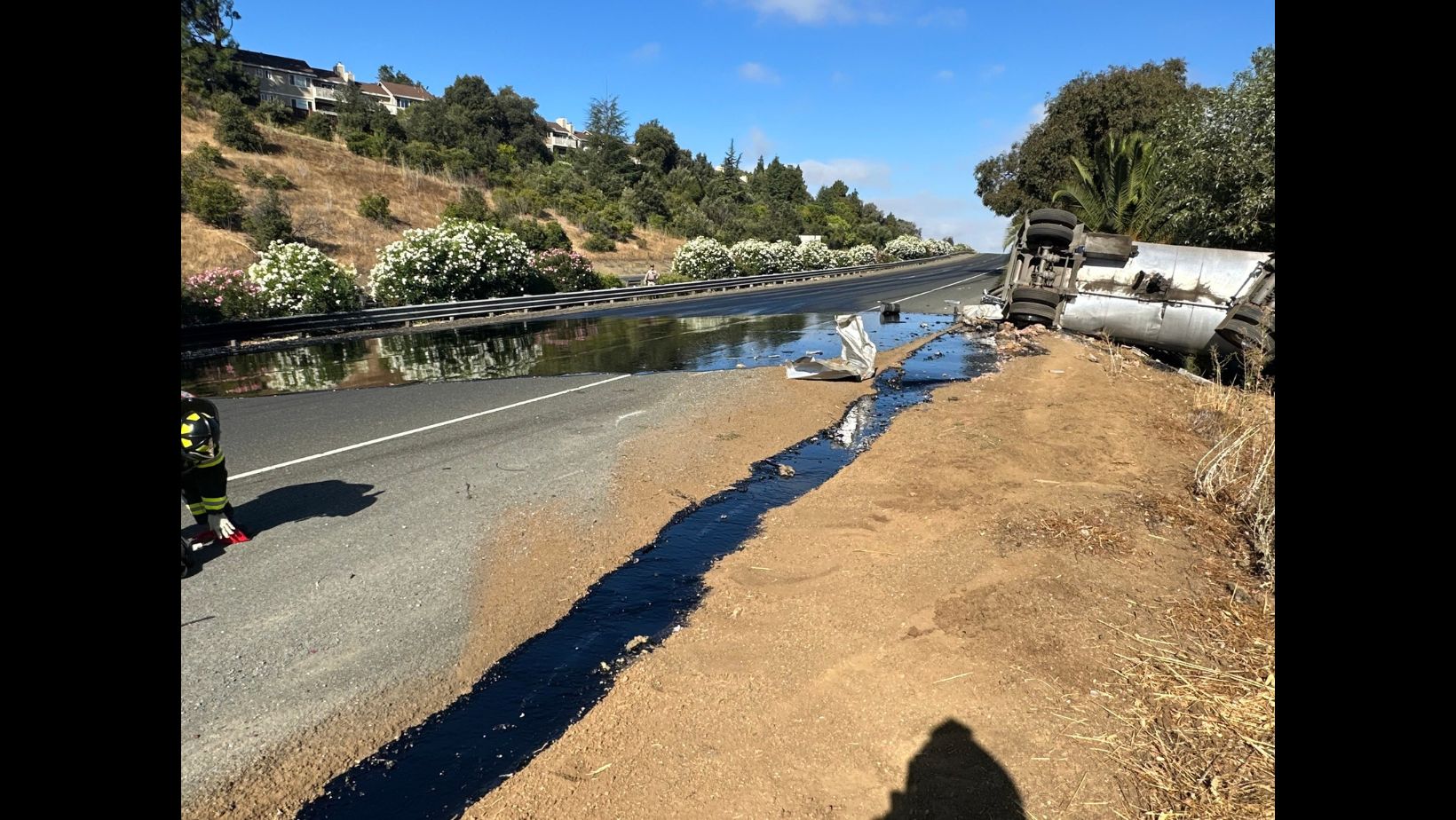 I-780 Closure and Hazardous Spill Caused by an Overturned Semi-truck