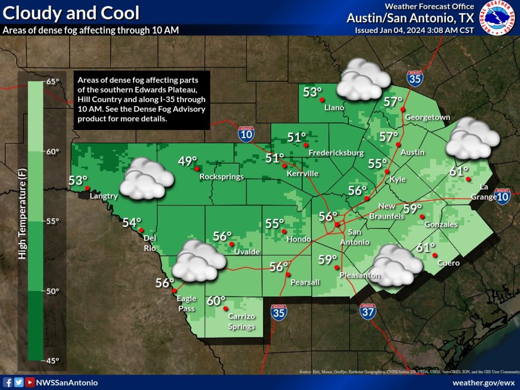 Dense Fog Engulfs Austin and Surrounding Counties, High Winds and
