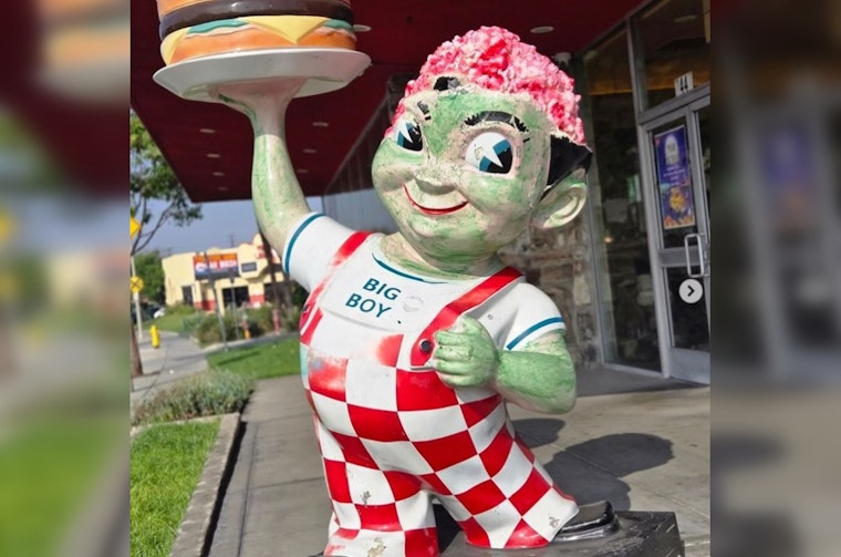 Downey's Bob's Big Boy Statue Sports Frankenstein Look for Halloween