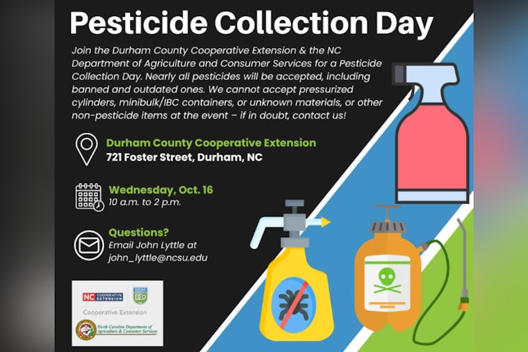 Durham Hosts Pesticide Collection Day on October 16 for Safe Disposal