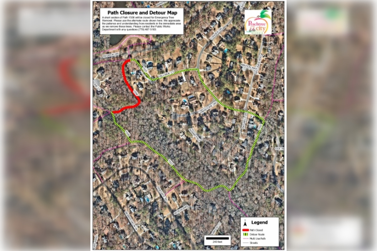 Peachtree City Announces Temporary Closure of Path 1556 for Emergency