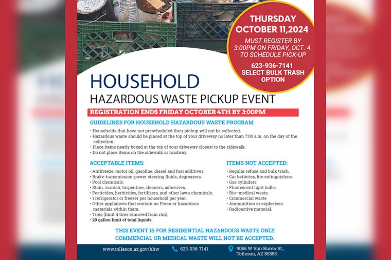 Tolleson Announces Household Hazardous Waste Collection Event for