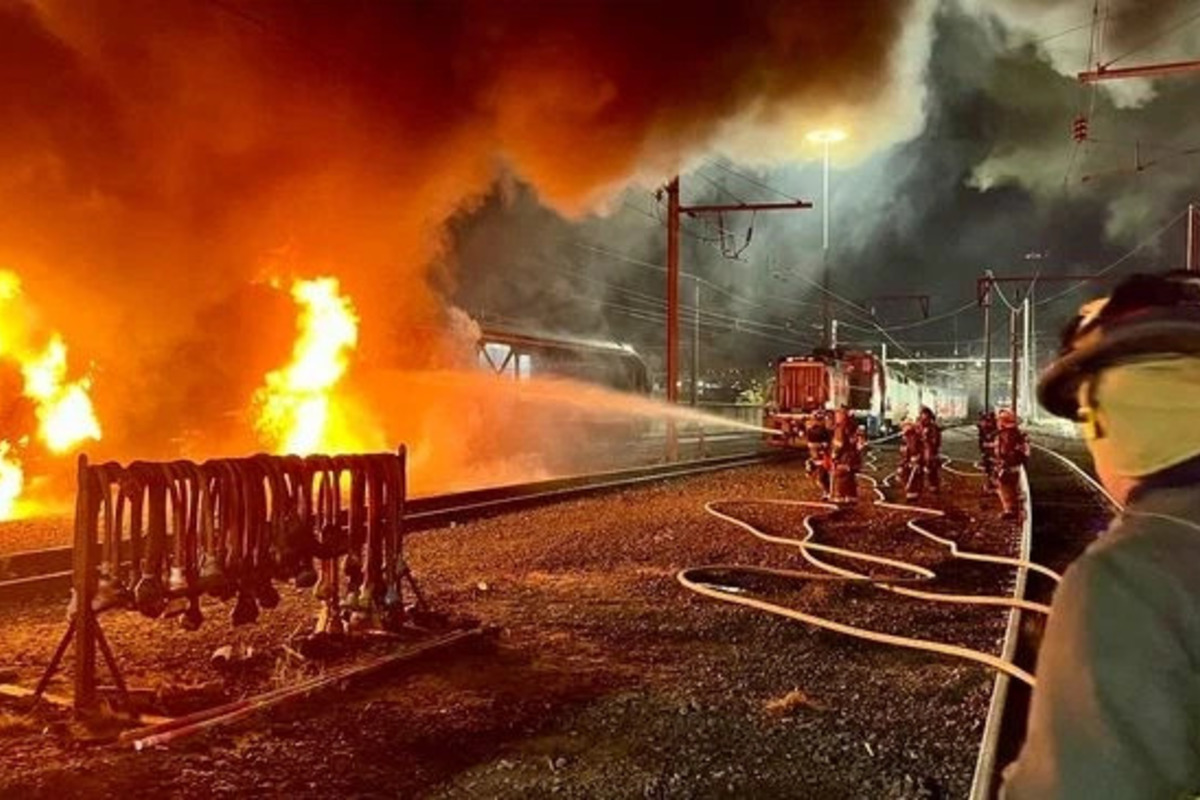 Amtrak Train Cars Damaged in Major Fire at Washington, D.C.