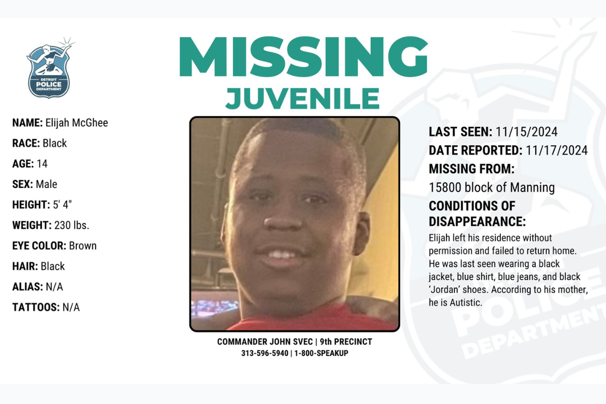 Detroit Police Seek Public Help to Locate Missing 14-Year-Old Boy with