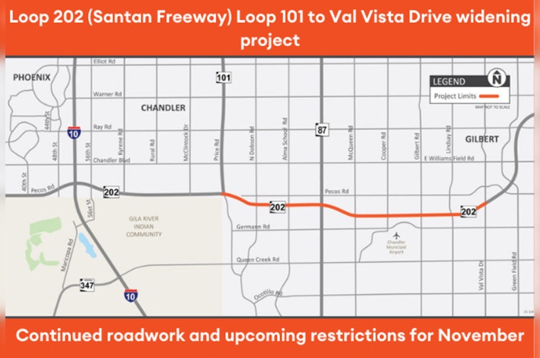 Weekend Freeway Closures and Detours on Loop 202 as ADOT Advances