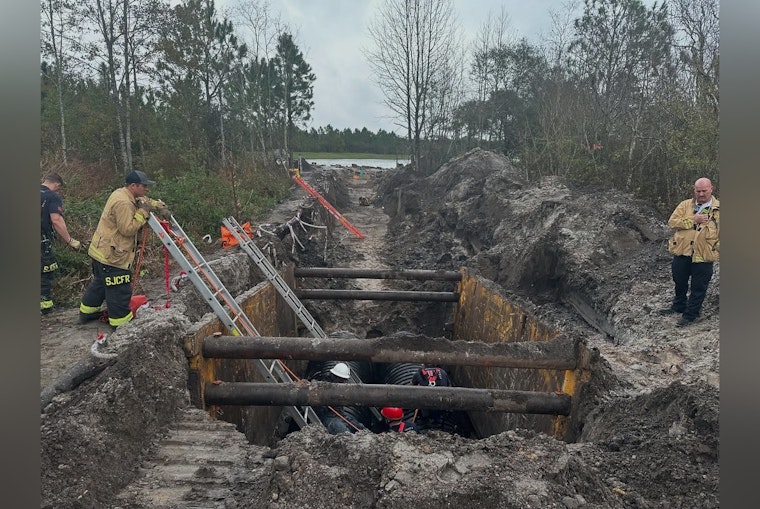 Construction Worker Rescued from 10-Foot Trench by St. Johns County