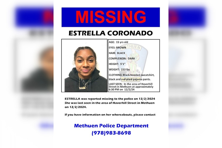 Methuen Police Seek Public's Help in Locating Missing 15-Year-Old