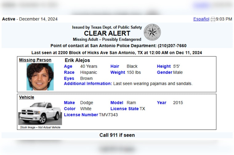 Missing San Antonio Man Erik Alejos Found Safe After CLEAR Alert
