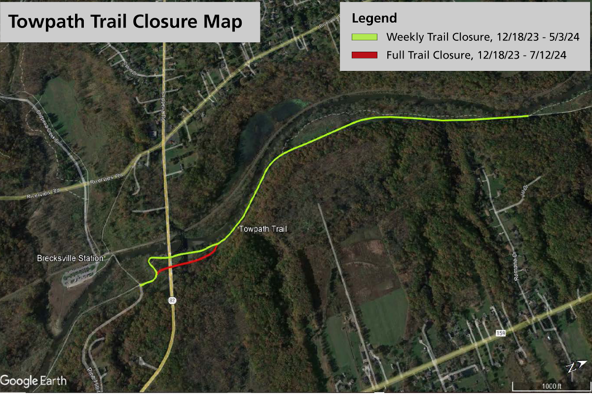 Part of Ohio & Erie Canal Towpath Trail Temporarily Closes for