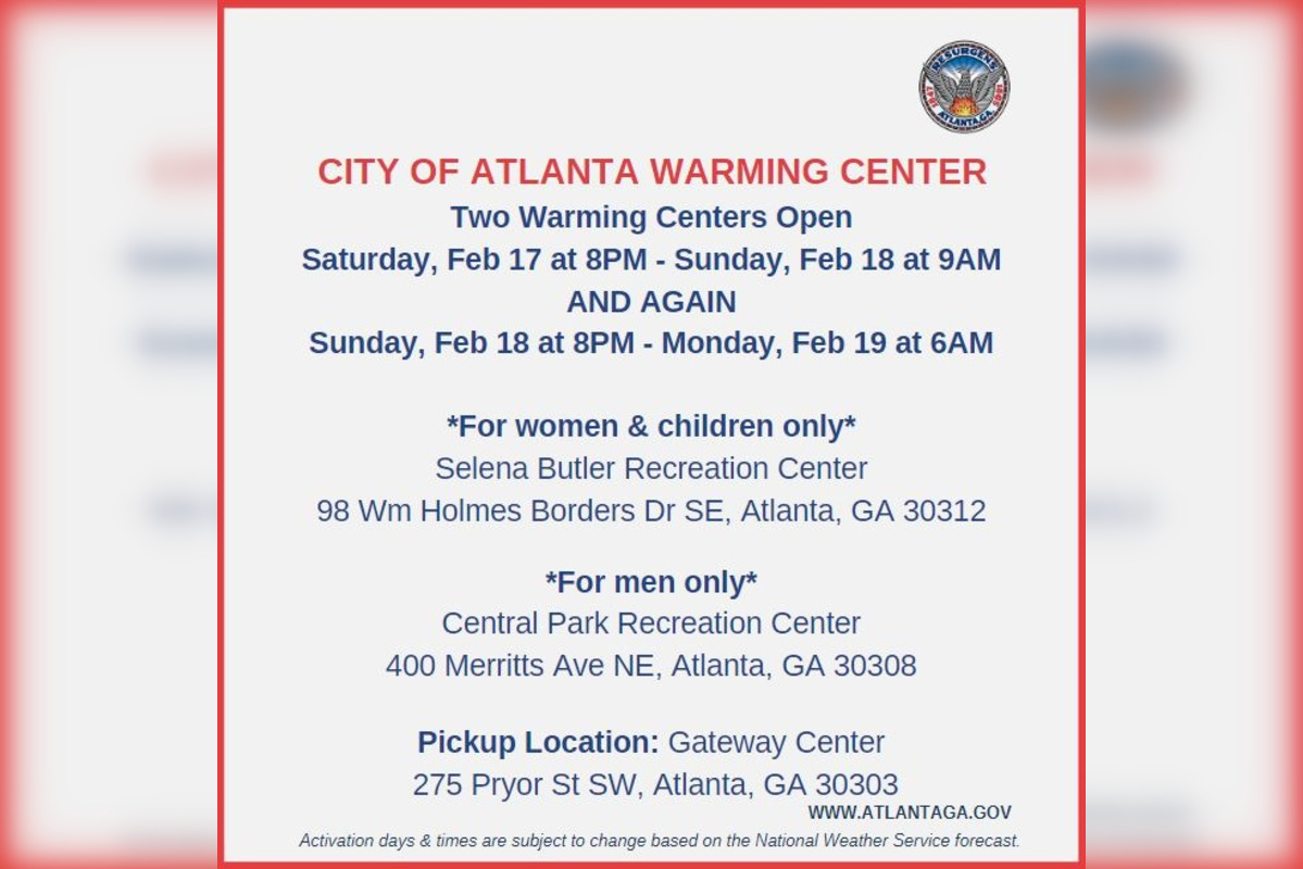 Atlanta Opens Gender-Specific Warming Centers to Combat Cold, Offers