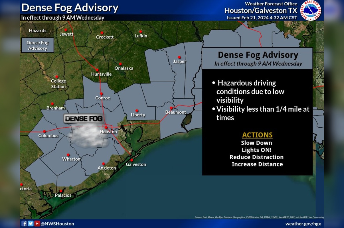 Dense Fog Advisory in Houston Lifts, Anticipates Sunny Skies and