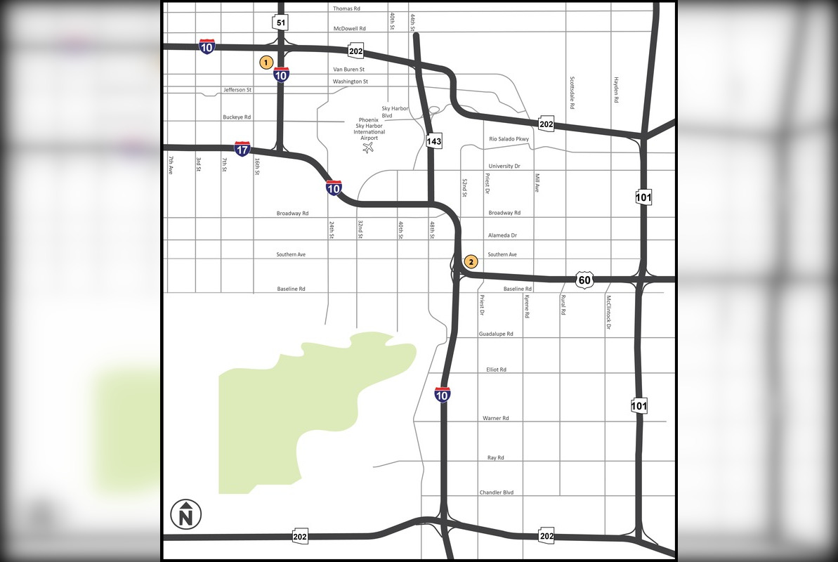 Phoenix Drivers Face Weekend Closures on I-10 and U.S. 60 for