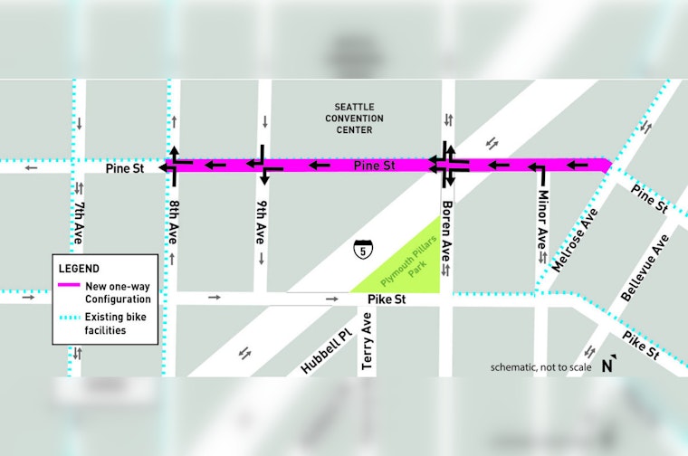 Pine St in Seattle Shifts to One-Way, Boosting Pedestrian and Cyclist