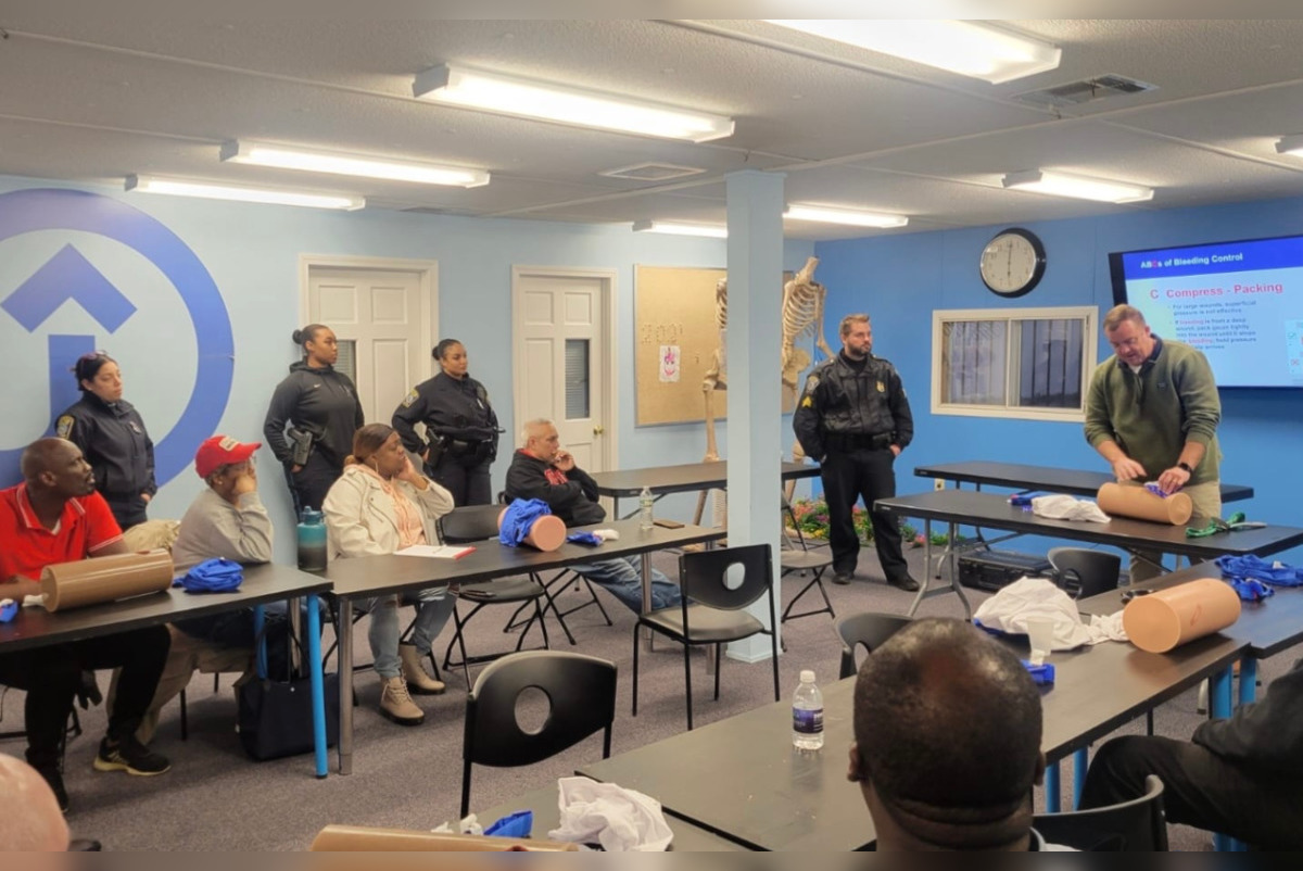 Boston Police Officers Conduct 'STOP THE BLEED' Training at Mattapan's