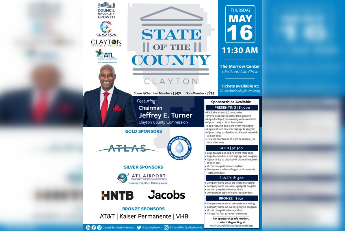 Clayton County's State of the County Address in Morrow on May 16 to