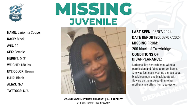 Detroit Police Seek Community Help in Finding Missing 14-Year-Old