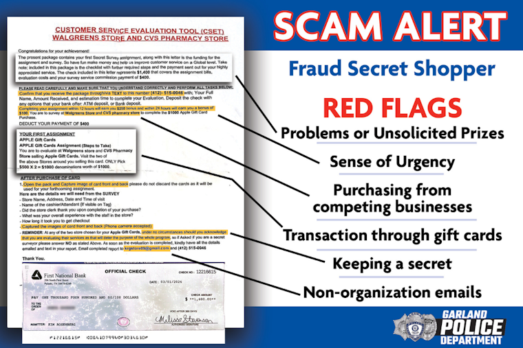 Garland Scam Alert: Elderly Mother Targeted with Phony Check in Gift