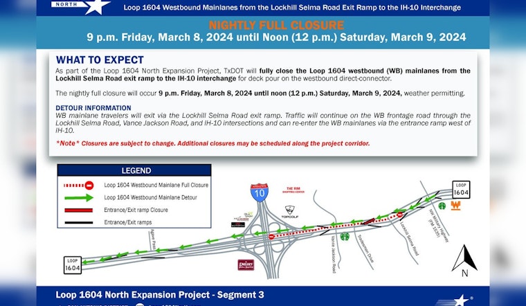 Inclement Weather Halts San Antonio's Loop 1604 Expansion Project, Inclement Weather Halts San Antonio's Loop 1604 Expansion Project,