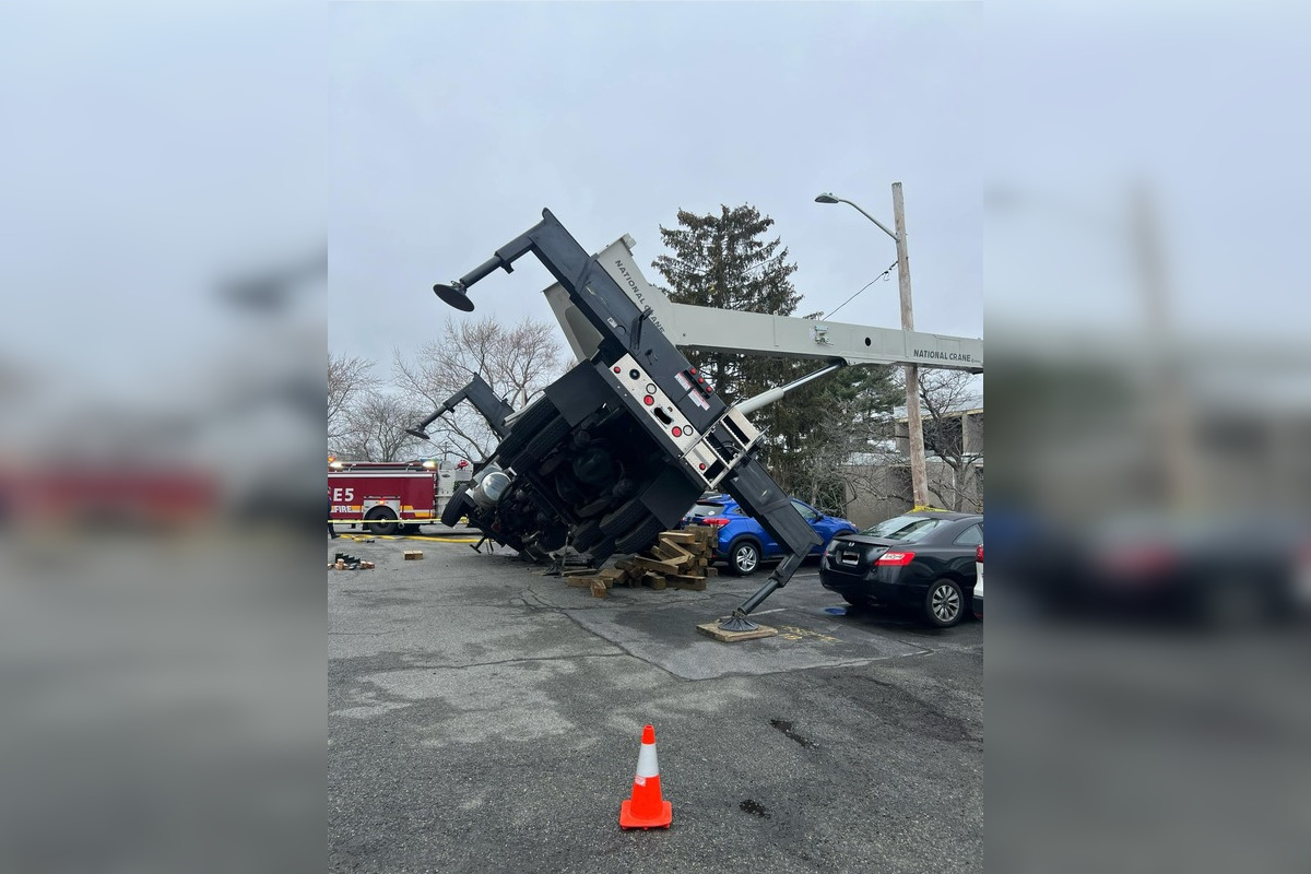 Norwood Fire Department Responds to Fallen Crane at Nassau Gardens,
