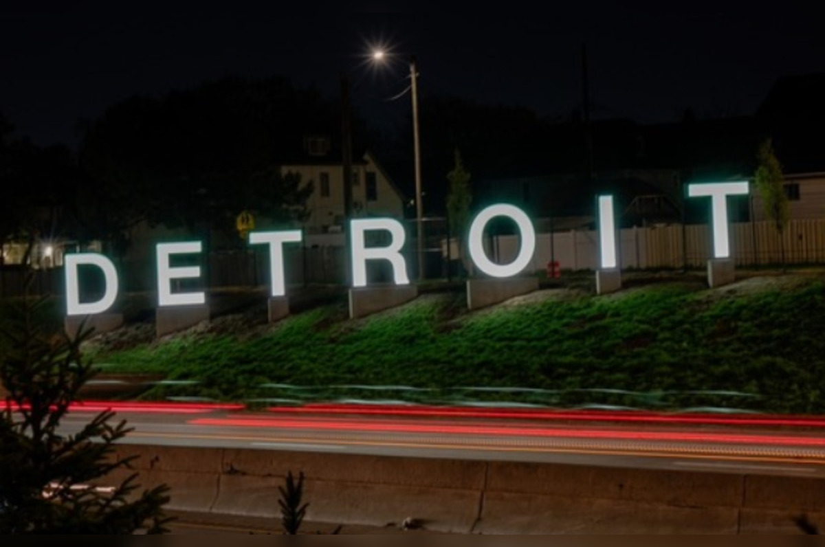 Detroit's Skyline Shines Brighter with New "DETROIT" Gateway Sign