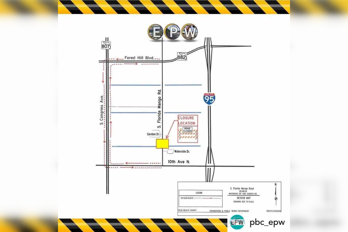 Florida Mango Road Closure to Disrupt Traffic in Palm Beach County