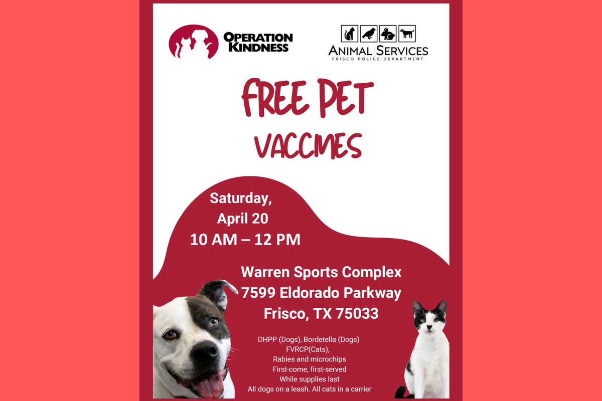 Frisco's Free Pet Vaccine Event at Warren Sports Complex Reschedules