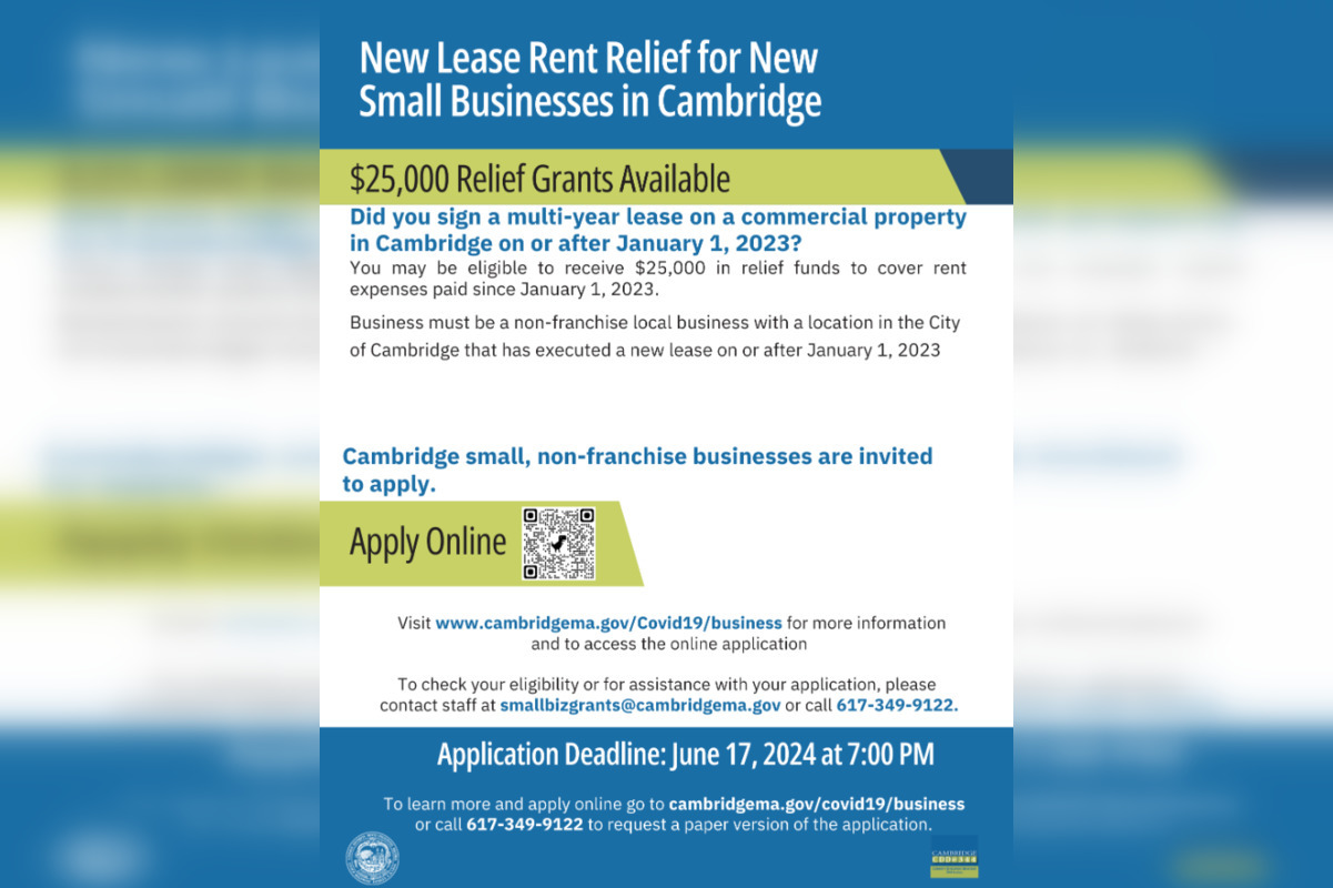 Cambridge Launches $25K New Lease Rent Relief Grants for Small
