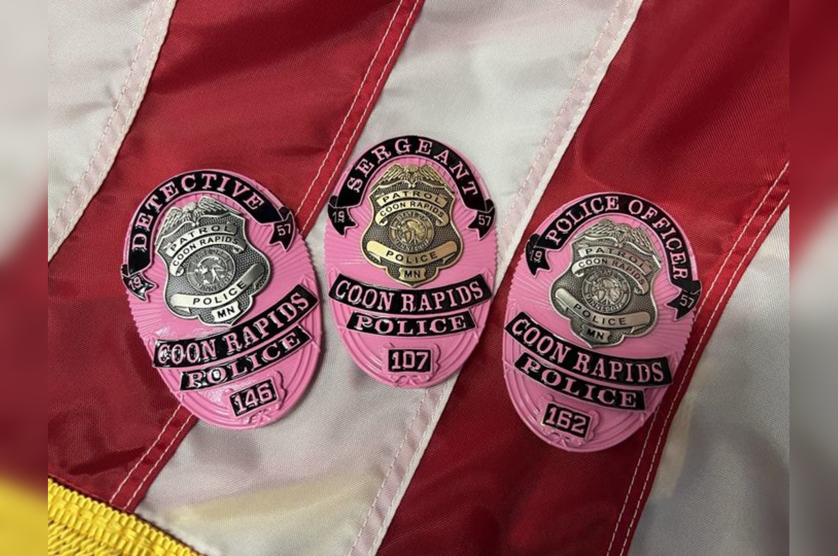 Coon Rapids Police Sport Pink Badges for Women's Health, Officers