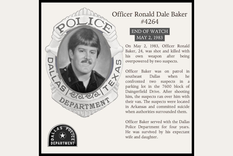 Dallas Police Department Honors Fallen Officer Ronald Dale Baker,