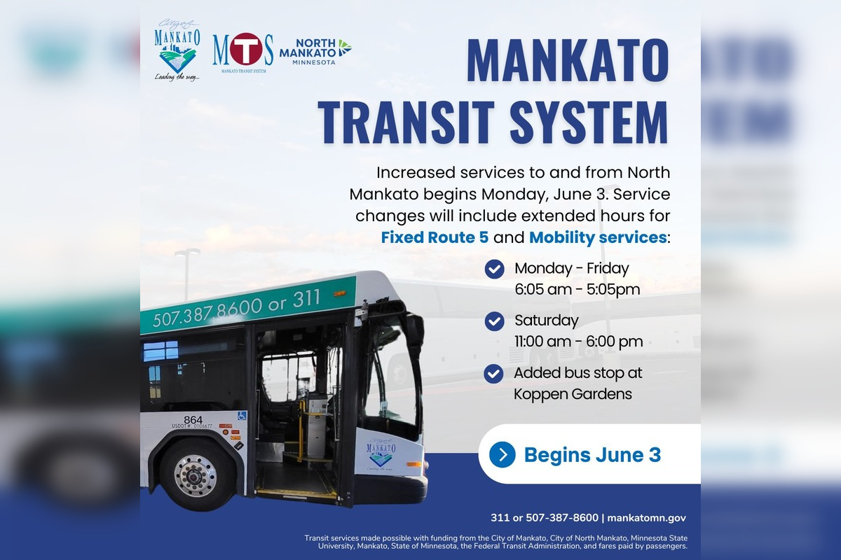 Mankato Transit System Expands Service to North Mankato with New Stops