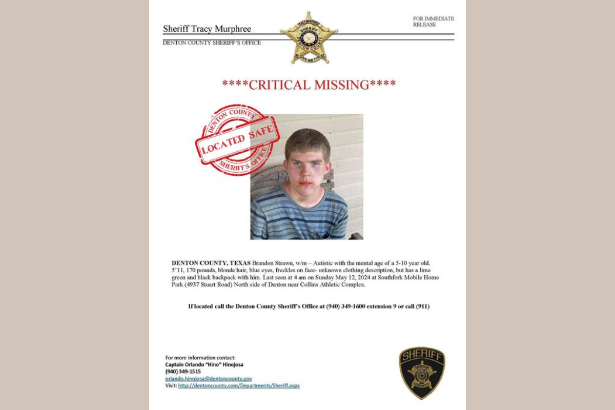 Missing Young Man Found Safe in Denton, Authorities Give No Details on