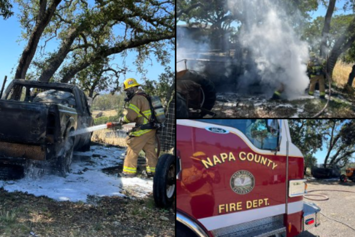 Napa County Firefighters Swiftly Extinguish Truck Fire, Avert Wildfire