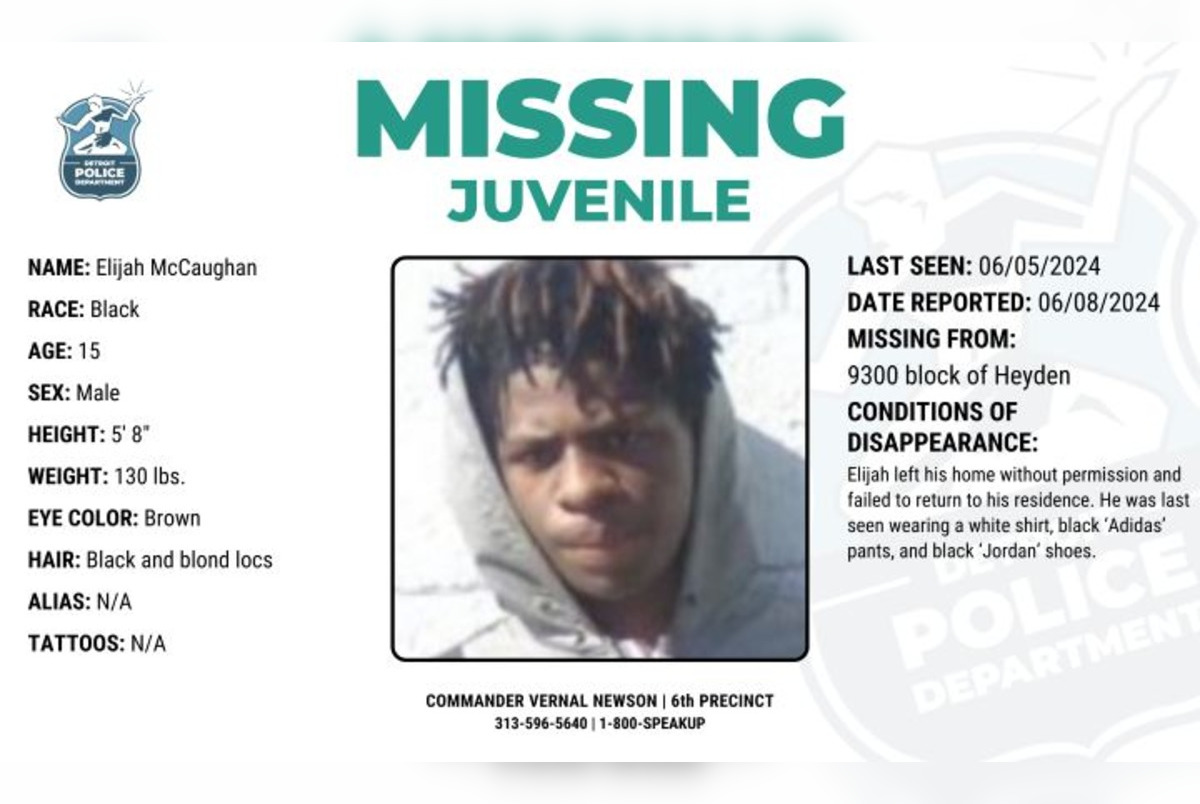 Detroit Police Search for Missing 15-Year-Old Elijah McCaughan from