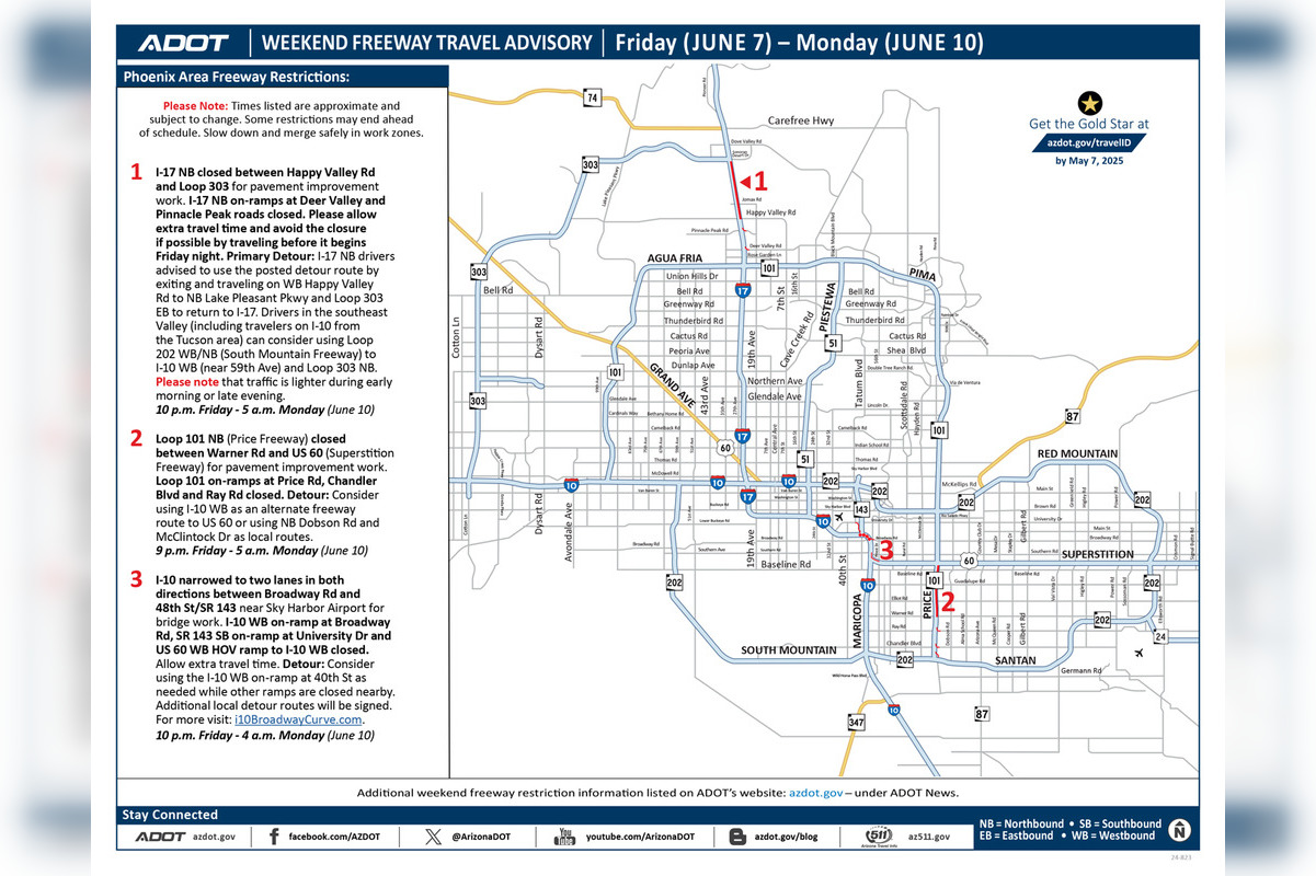 Freeway Closures Set for I-17, Loop 101, and I-10 in Phoenix Area