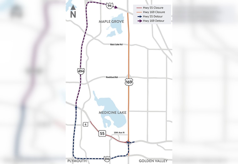 Highway 55 and 169 Closures to Affect Weekend Traffic in Plymouth
