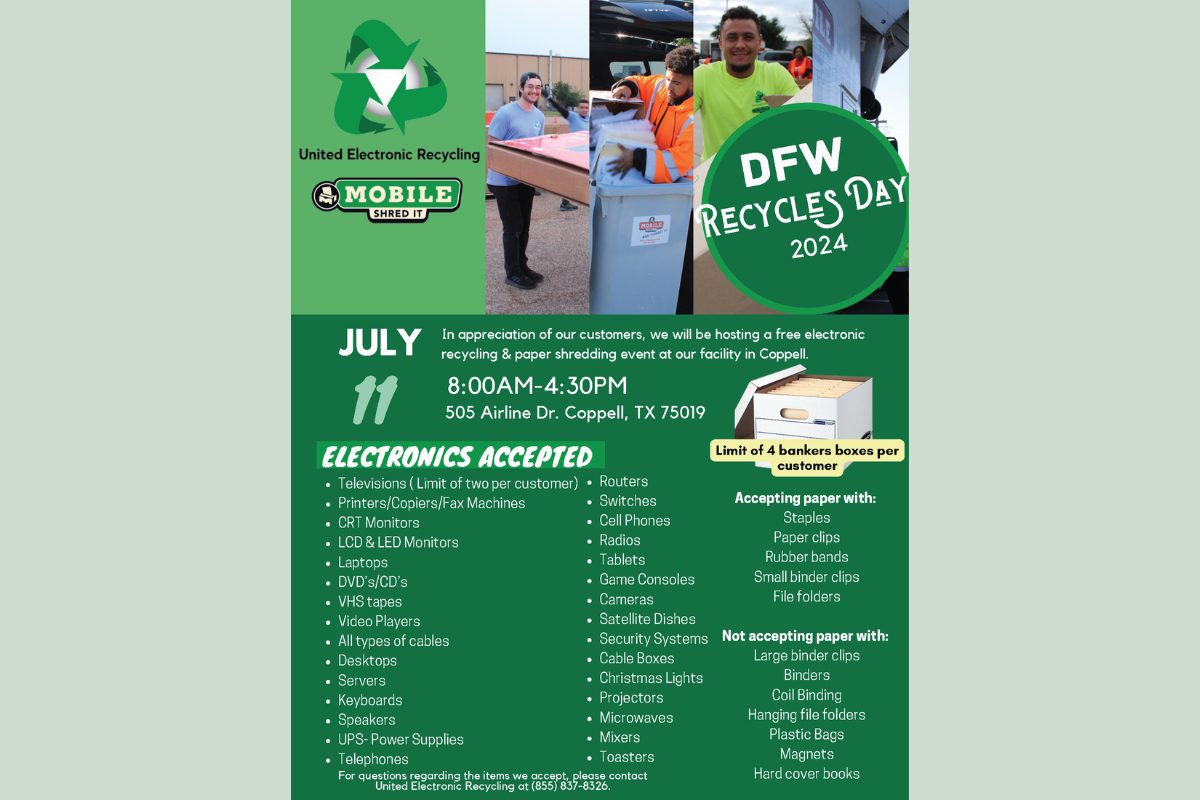DFW Residents Invited to Free E-Waste Recycling and Paper Shredding