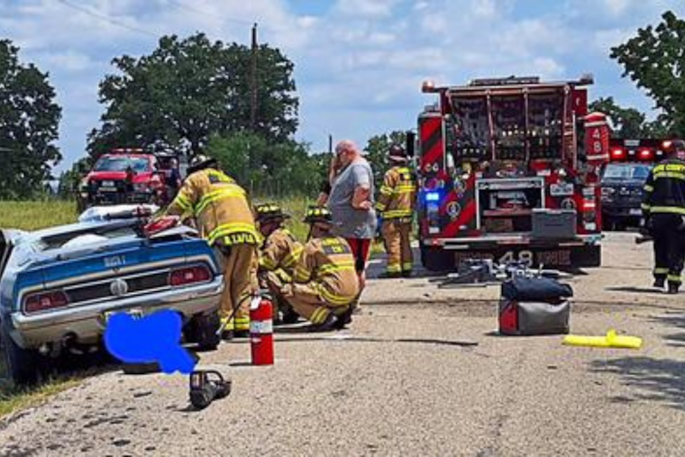 Local Hero with Fire Extinguishers and Quick-Acting Responders Save