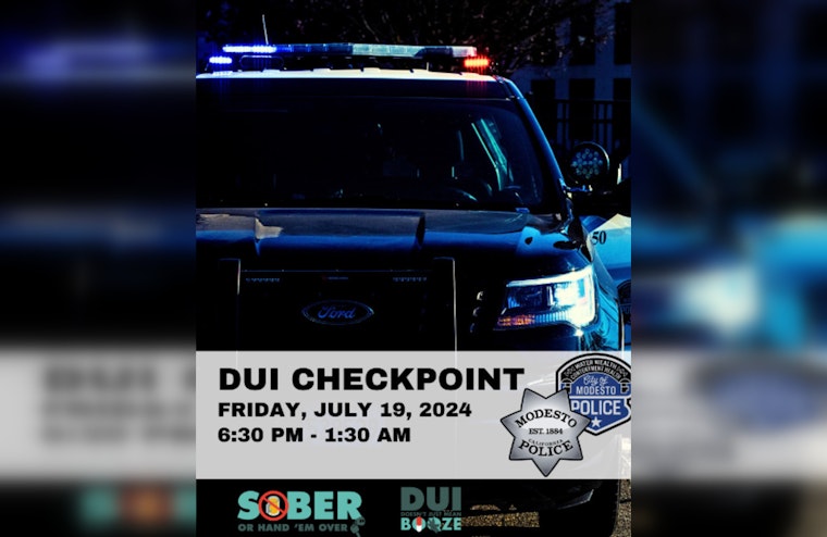 Modesto Police to Deploy DUI Checkpoint on July 19 to Tackle Impaired
