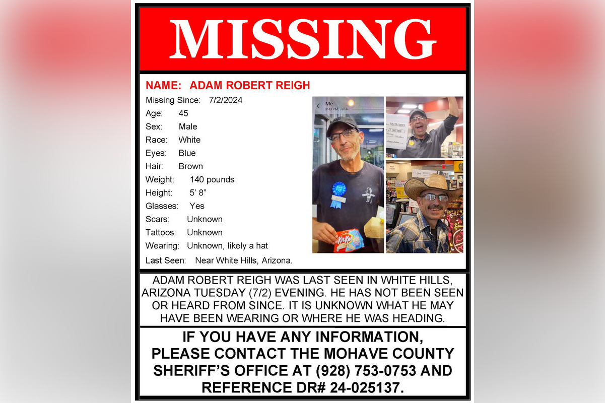 Mohave County Intensifies Search for Missing Man Adam Robert Reigh
