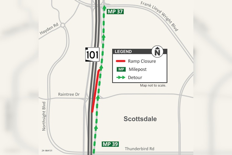 North Scottsdale Commuters Alert, Loop 101 On-Ramp at Frank Lloyd