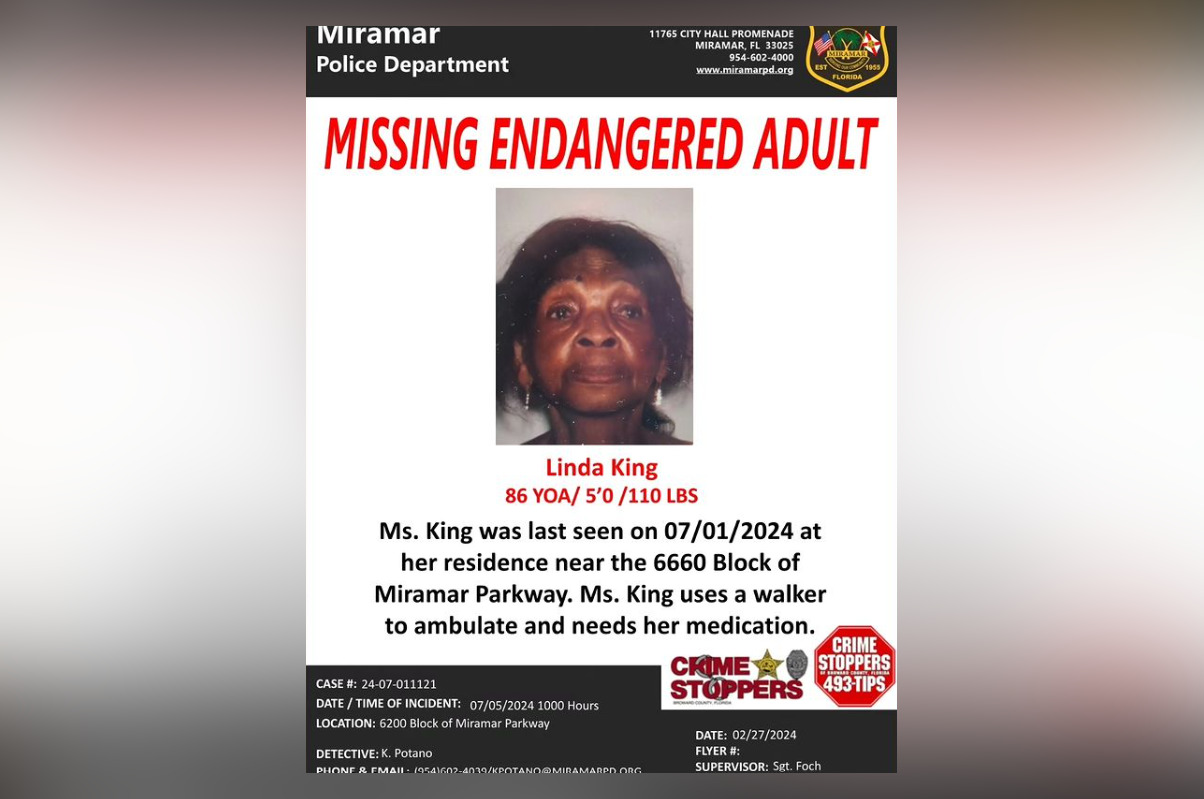 Search Intensifies for Missing 86-Year-Old Linda King in Miramar as