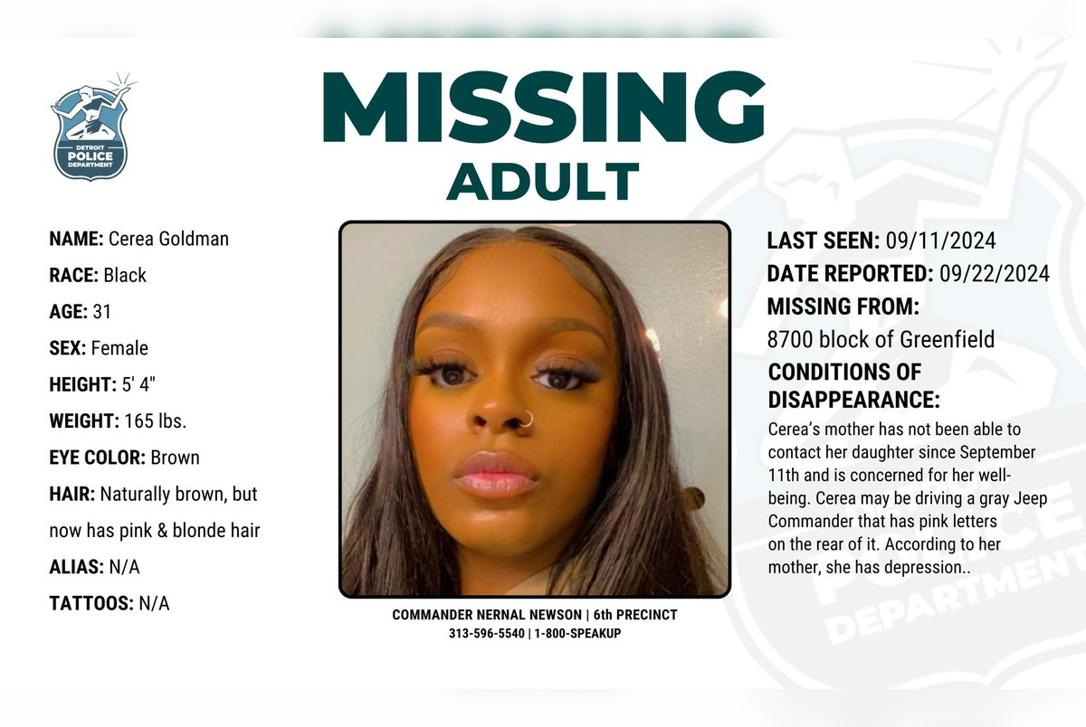 Detroit Police Seek Public's Help to Locate Missing Woman Cerea