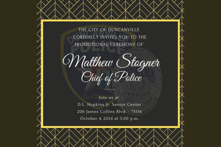 Duncanville to Welcome New Police Chief Matthew Stogner in