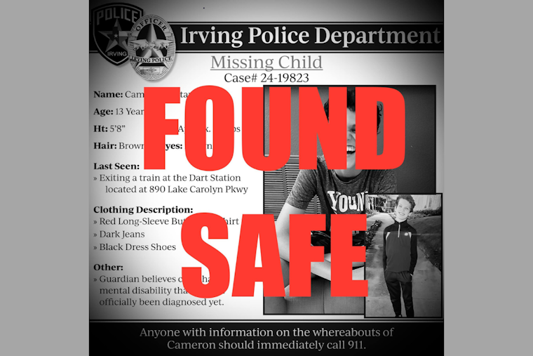 Irving Community Relieved as Missing 13-Year-Old Cameron Matar Found