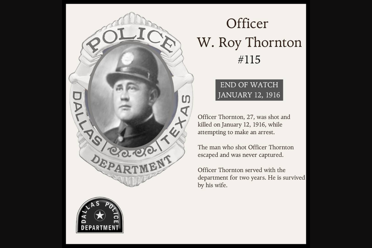 Dallas Police Department Honors Fallen Officer Roy Thornton a Century